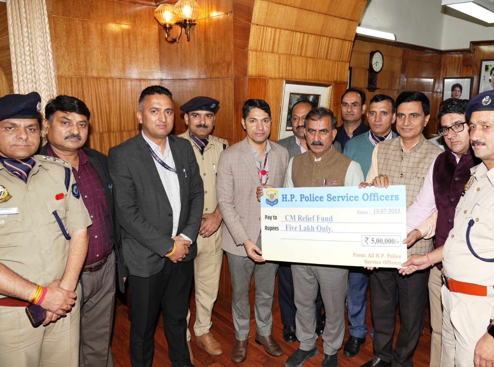 cheque of Rs. Five lakh contributed towards CM relief fund - Himachal ...